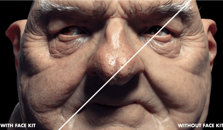 写实皮肤纹理毛孔皮肤细节深度贴图素材 Face kit_CGalpha