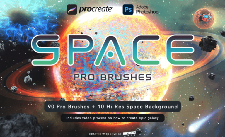 90种太空银河星系行星PS笔刷预设+图片素材_CGalpha