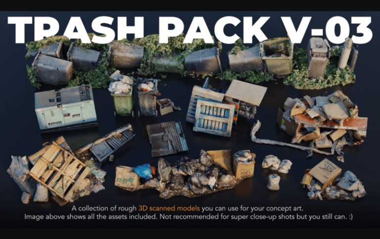 模型资产 – 3D 扫描 Kitbash 资产 Trash Pack V03_CGalpha
