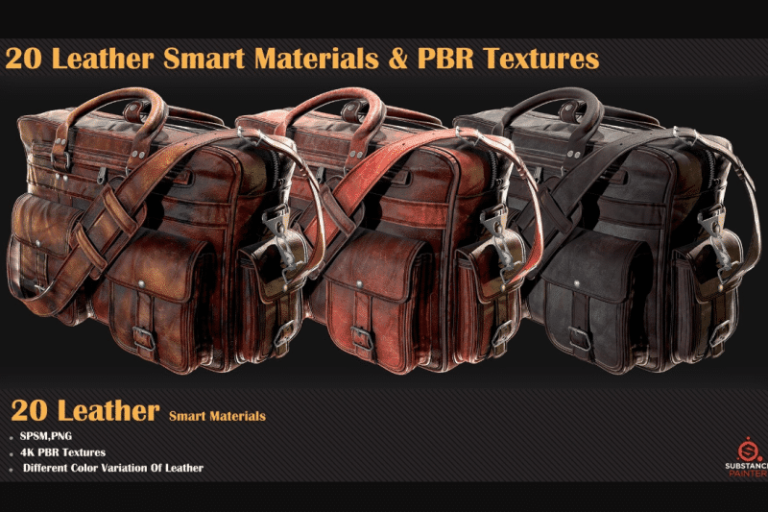 20 种皮革纹理智能材质 + PBR 纹理 20 Leather Smart Materials + PBR Textures_CGalpha