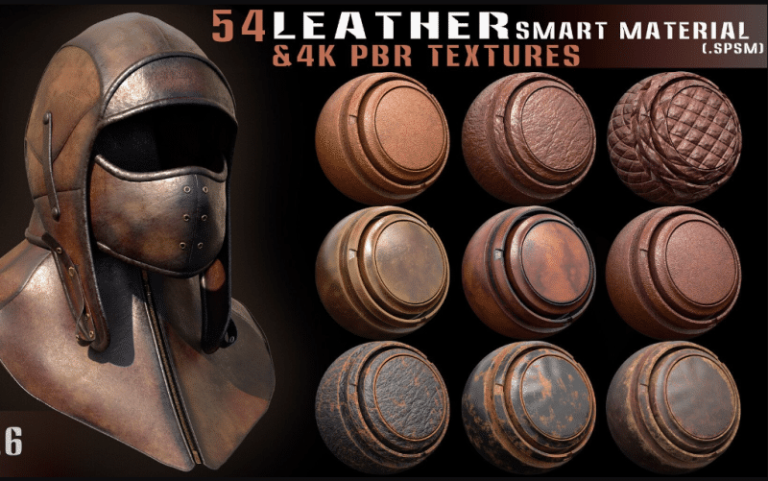 54 种高质量皮革智能材质 + 4k PBR 纹理_CGalpha