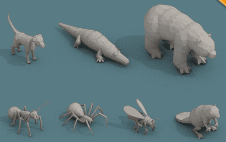 11种风格化动物模型 Low Poly 3d Art Animals Isometric Icon Pack_CGalpha