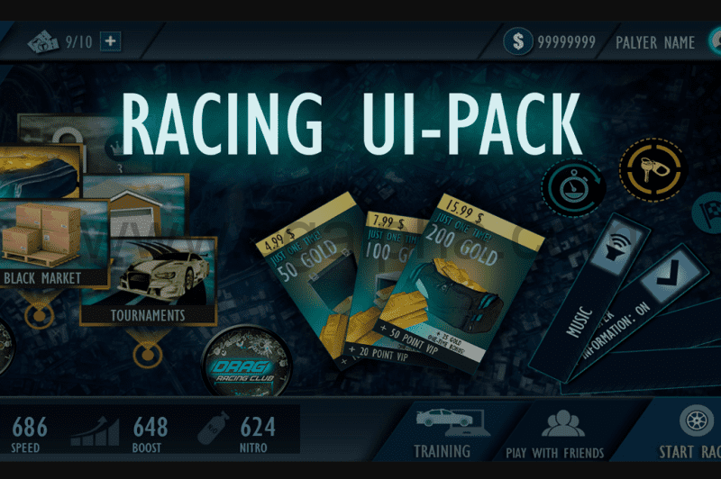 Unity – 赛车游戏UI资产包 Racing UI pack_CGalpha