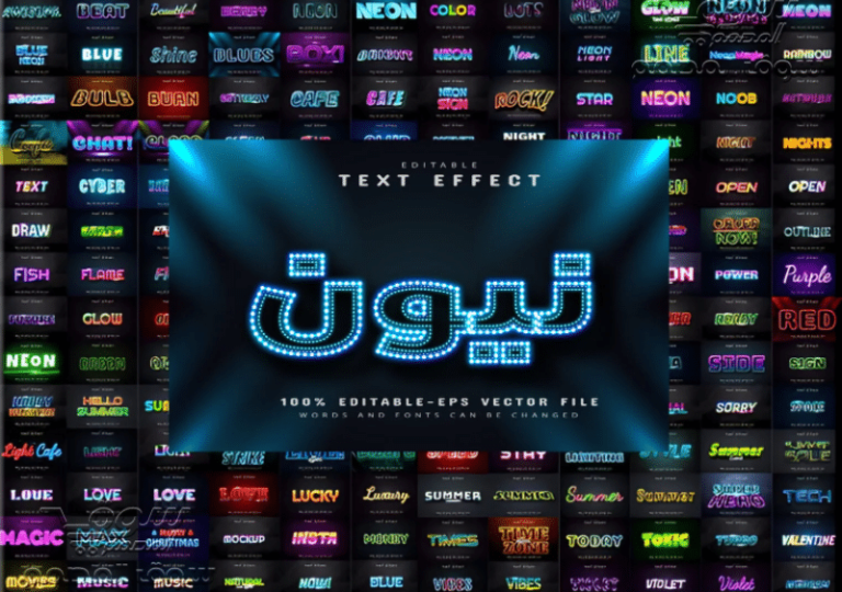 霓虹灯文字效果模板集合 Neon text effect editable_CGalpha