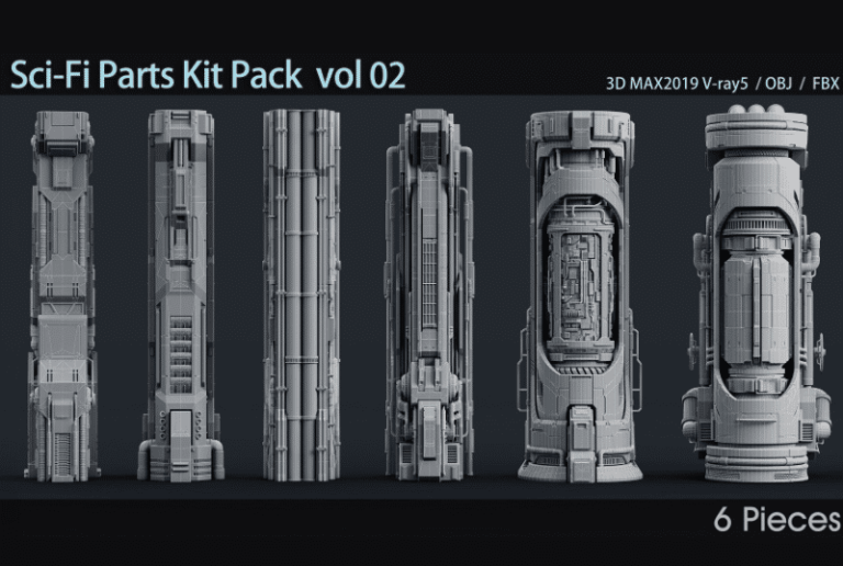 模型资产 – 6 组科幻零件套件包 Sci-Fi Parts Kit Pack vol 02 All_CGalpha