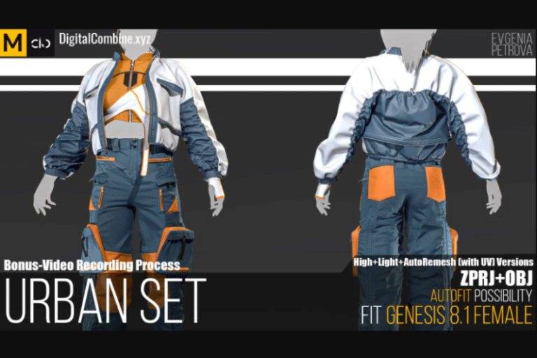 模型资产 – 夹克套装 Urban Set. Marvelous designer Clo3d project + OBJ+ Video_CGalpha