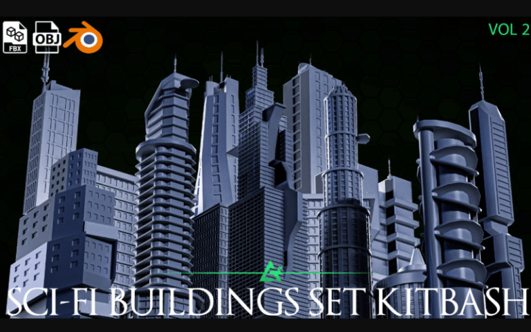 30 座科幻城市建筑 Sci-Fi City Building Kitbash- VOL 02_CGalpha